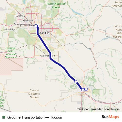 Bus Groome Transportation Schedule & Stops in Tucson
