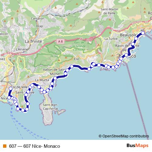 Bus 607 Schedule & Stops in Monaco